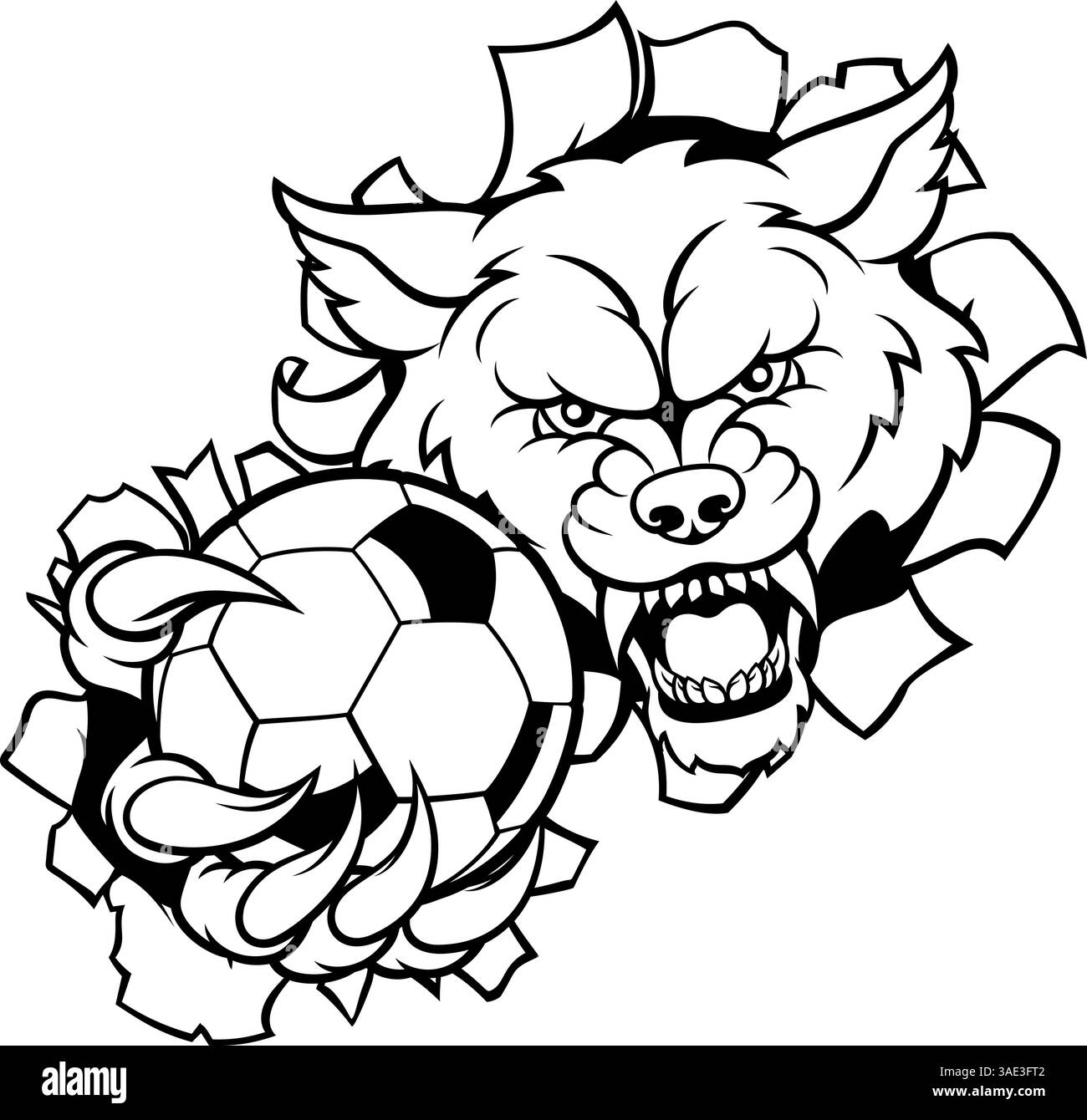 Wolf Holding Soccer Football Ball Sports Mascot Stock Vector Image ...