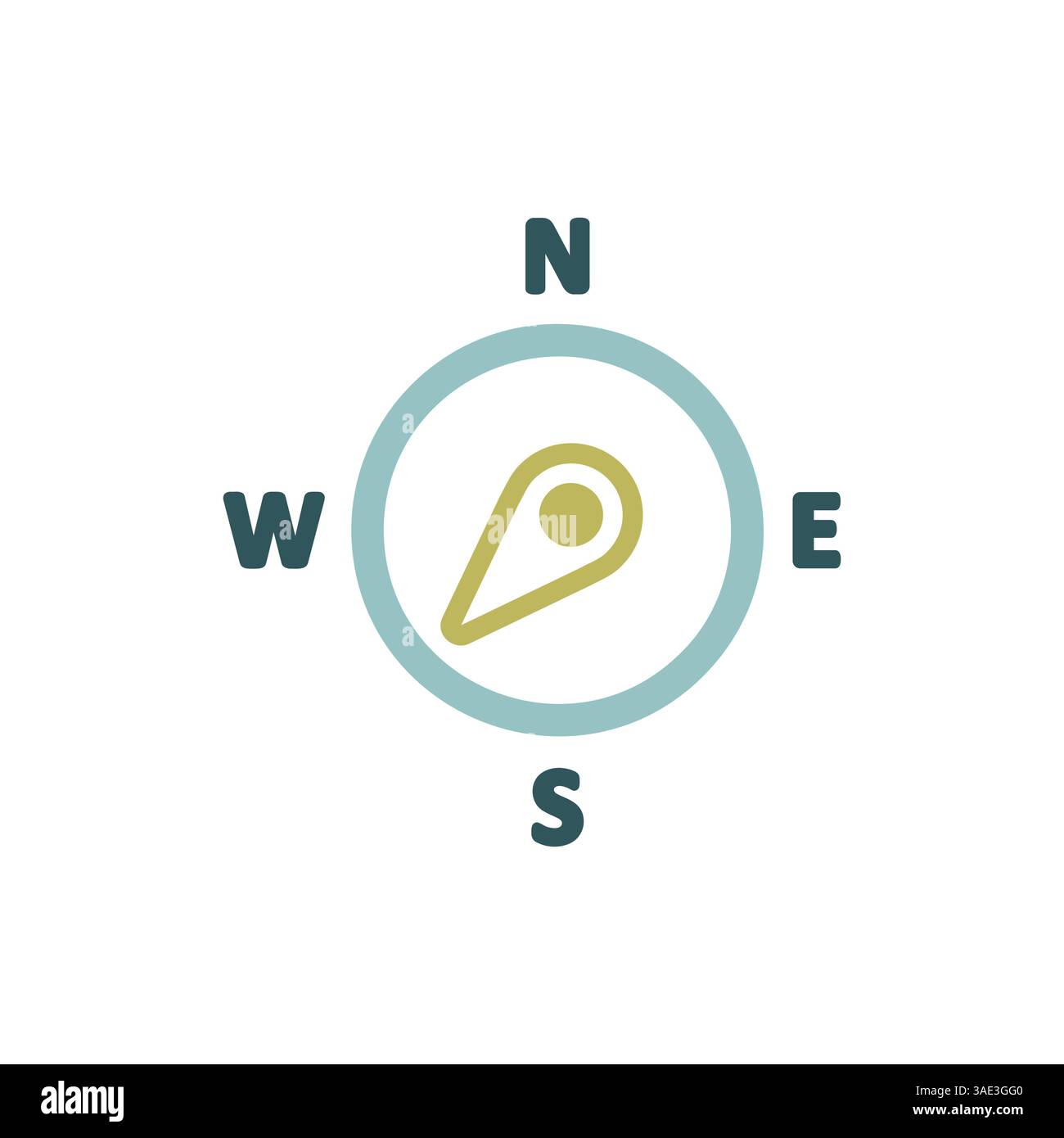 Compass wind rose vector icon. Direction southwest. Meteorology sign ...