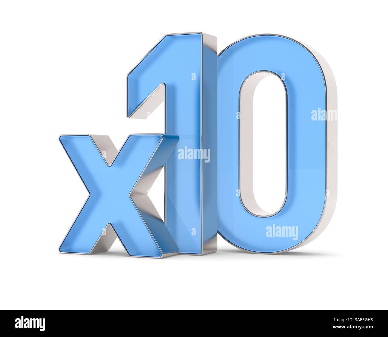 Blue x10 symbol on white background. Isolated 3d illustration Stock Photo - Alamy