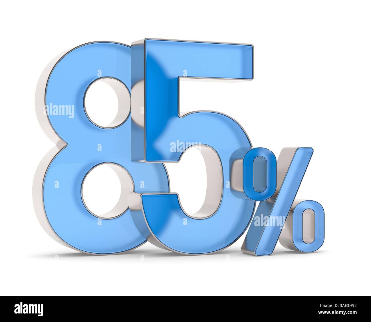 eighty five percent on white background. Isolated 3D illustration Stock ...
