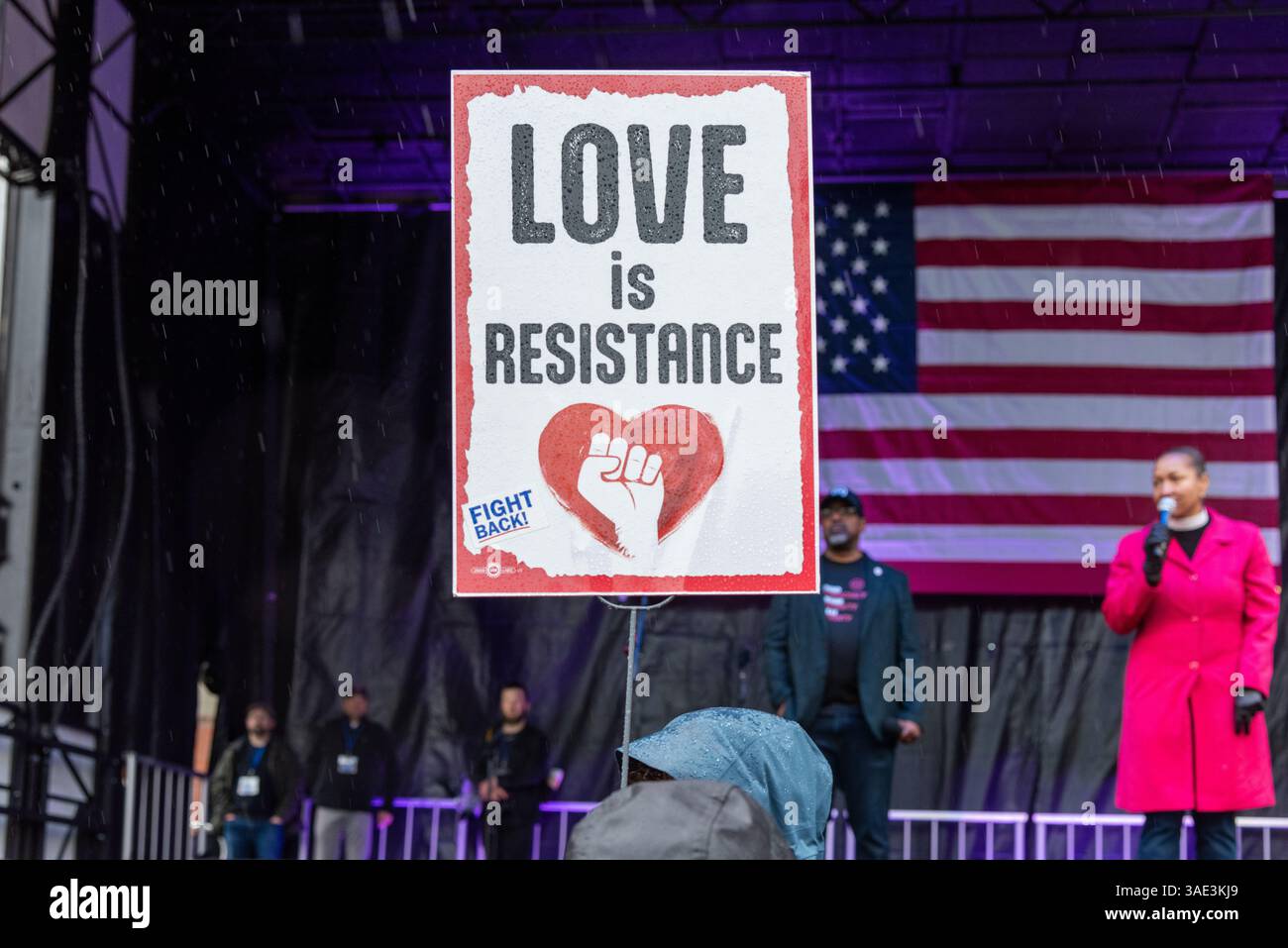Hands Off! Rally at Boston City Hall Plaza, organized by Mass 50501, as ...