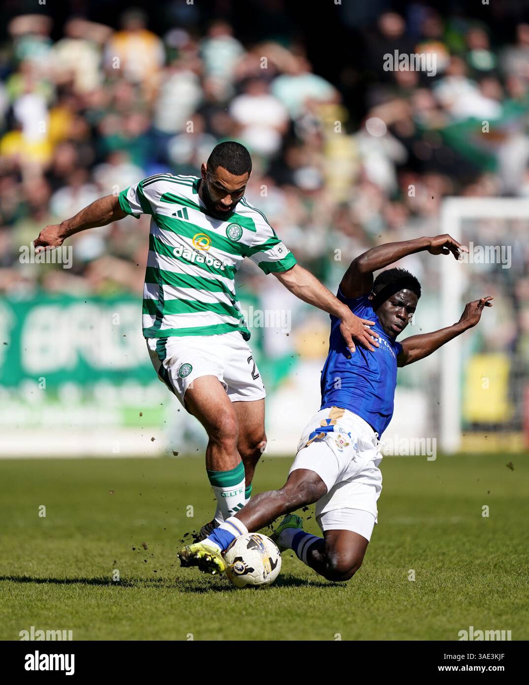 Celtic's Cameron Carter-Vickers (left) and St Johnstone's Adama Sidibeh ...
