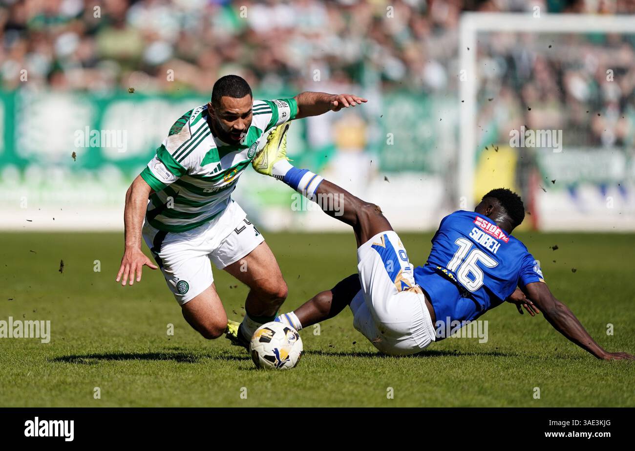 Celtic's Cameron Carter-Vickers (left) and St Johnstone's Adama Sidibeh ...