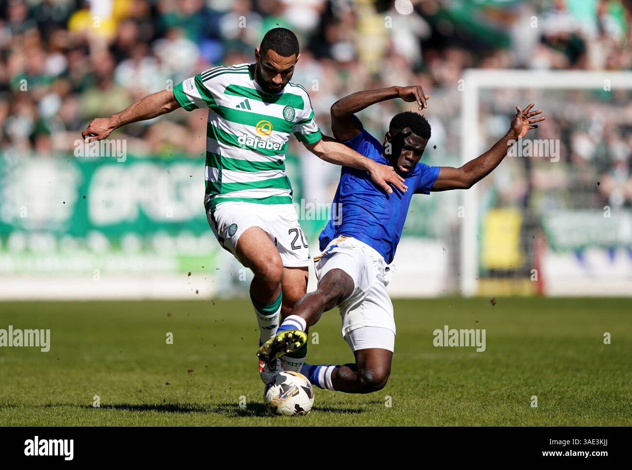 Celtic's Cameron Carter-Vickers (left) and St Johnstone's Adama Sidibeh ...