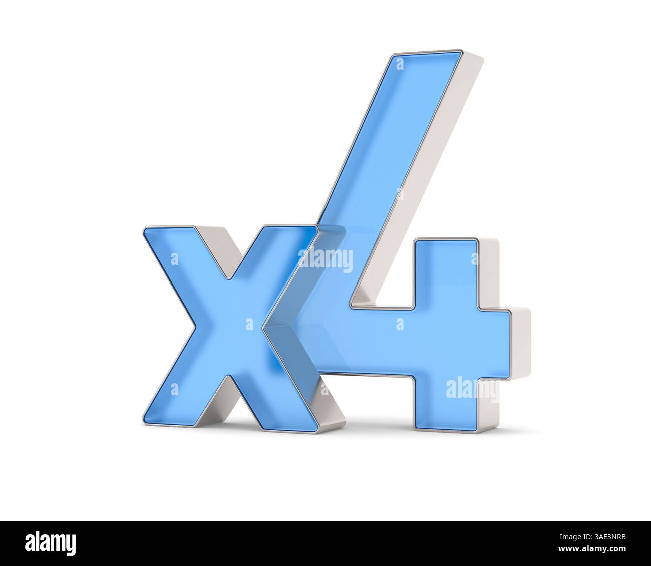 Blue x4 symbol on white background. Isolated 3d illustration Stock ...