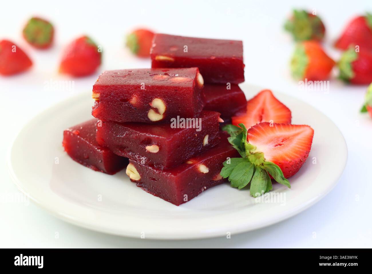Strawberry halwa, a smooth Indian dessert with a rich pink hue Stock ...