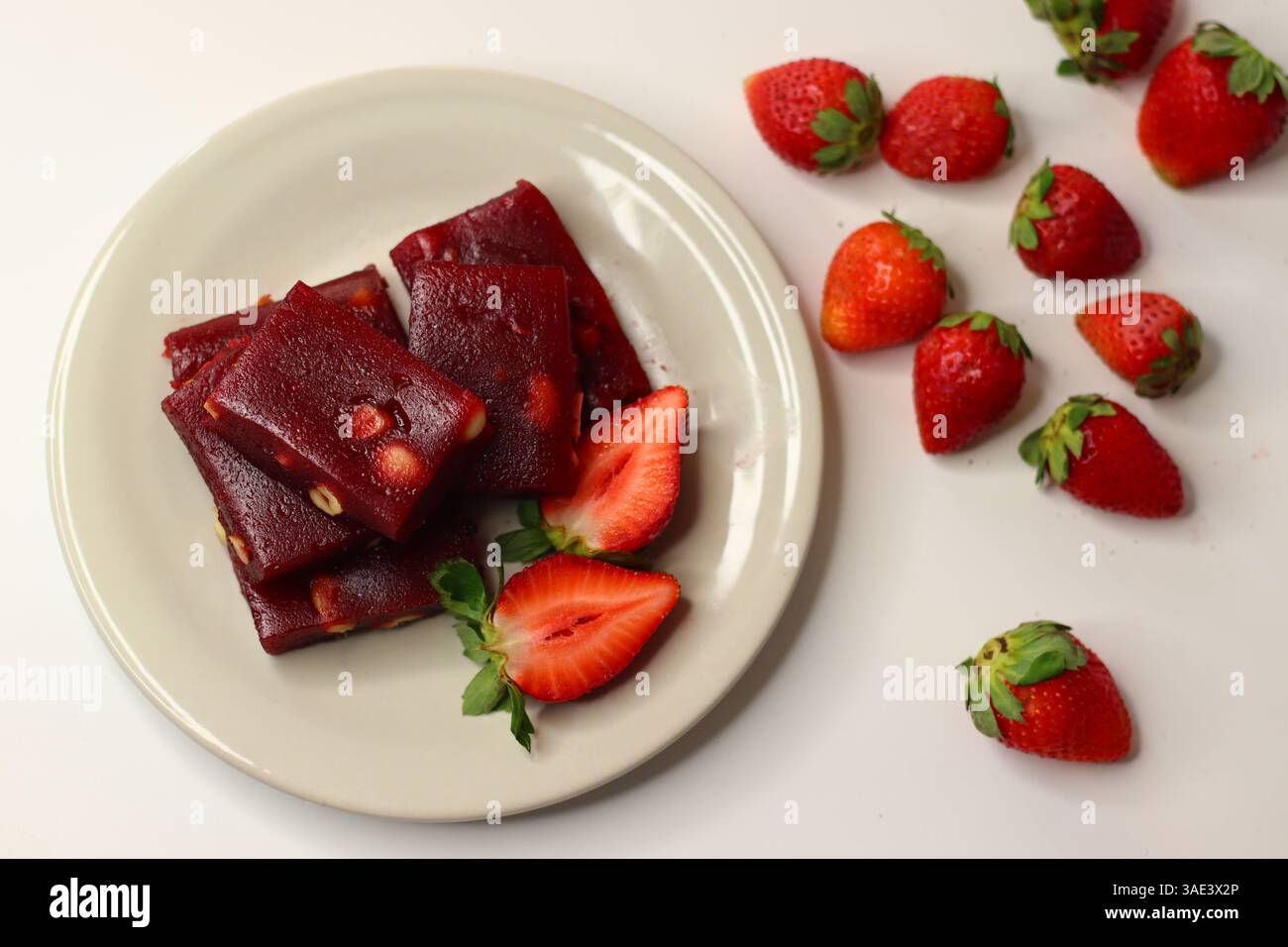 Strawberry halwa, a smooth Indian dessert with a rich pink hue Stock ...
