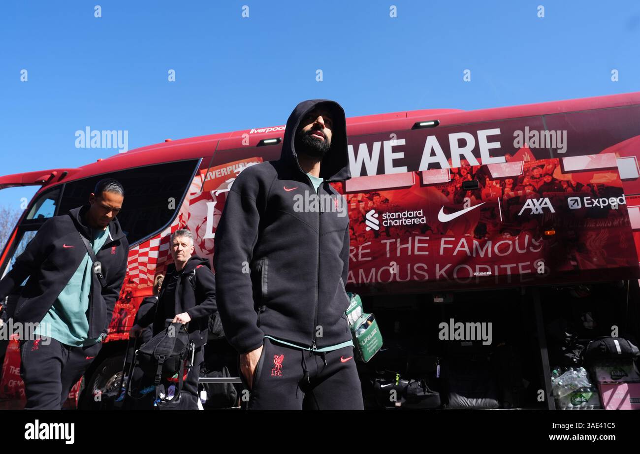 Liverpool's Mohamed Salah arrives before the Premier League match at ...
