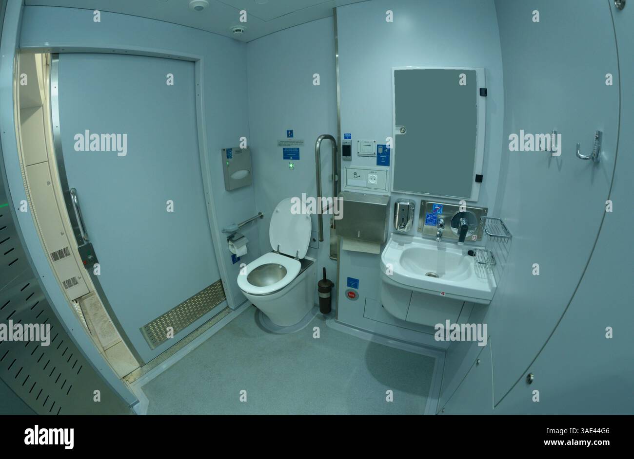 Toilet in Railways First Class sleeping carriage of the passenger train ...