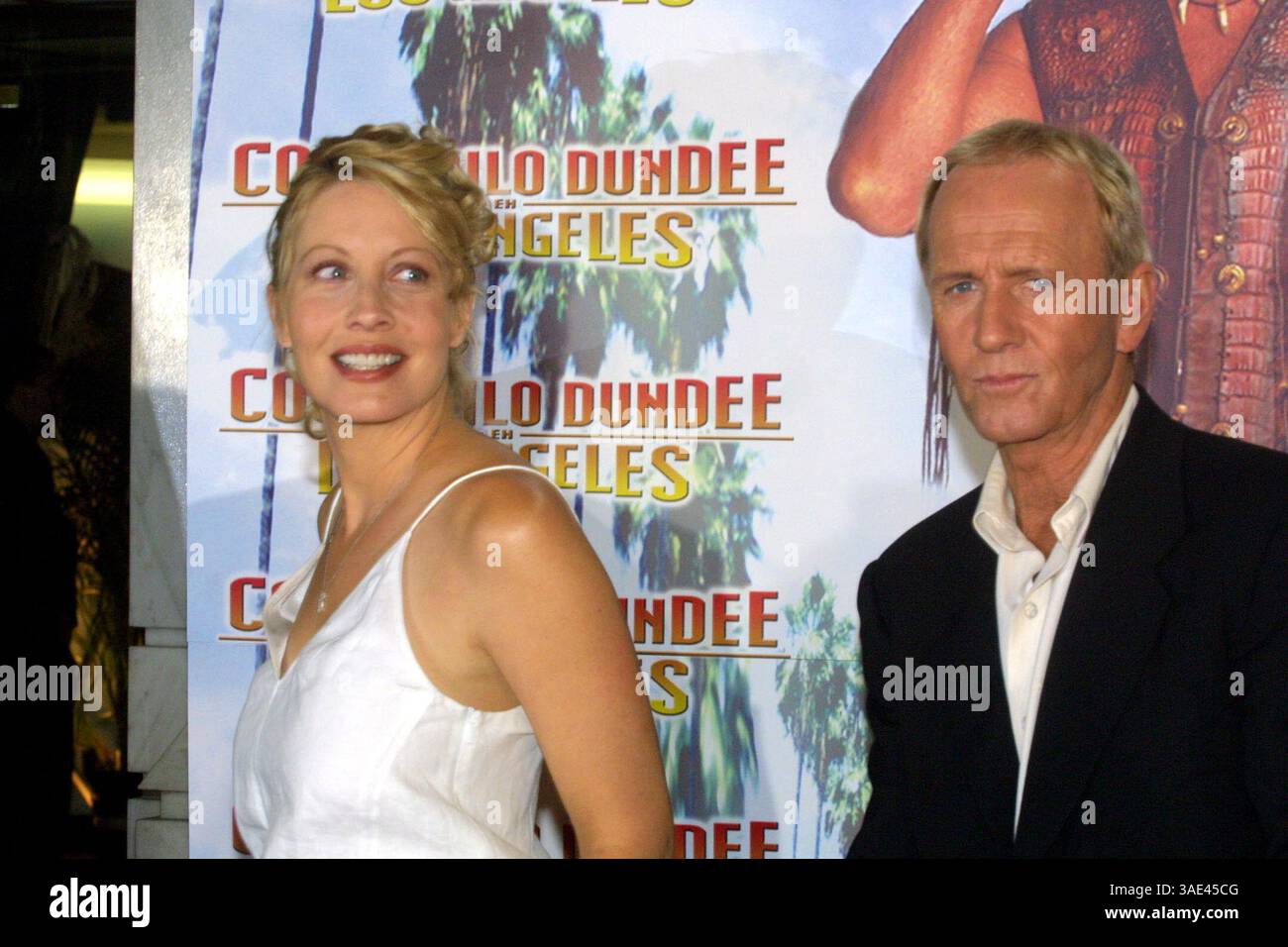 Jul 19, 2001; Barcelona, Spain; North American Rights ONLY! Australian actor PAUL HOGAN & wife ...