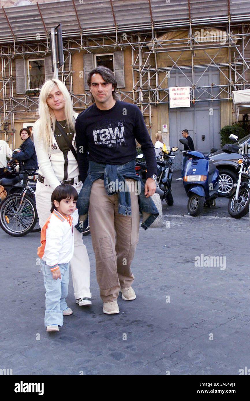 Mar 30, 2003; Rome, ITALY; Lazio Soccer player CLAUDIO LOPEZ with wife ...