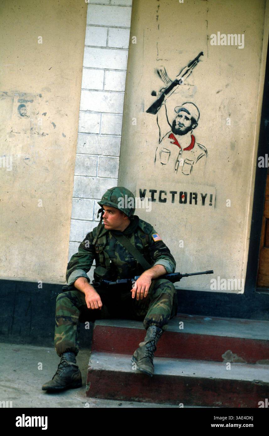 Oct 01, 1983; Grenada; U.S. military troops during the invasion of ...