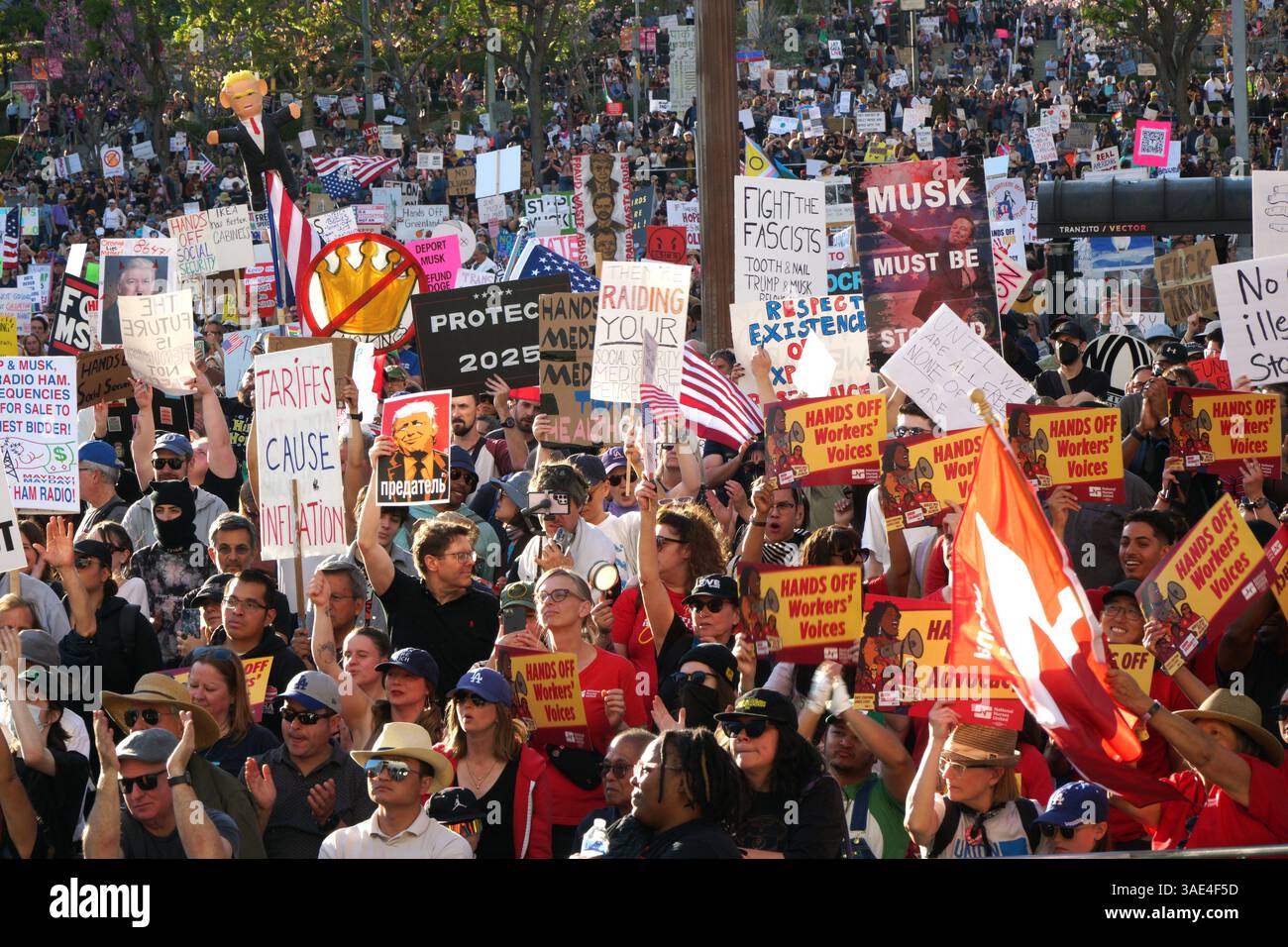 April 5 2025 Los Angeles California SoCal Unites "Hands Off!" protests ...