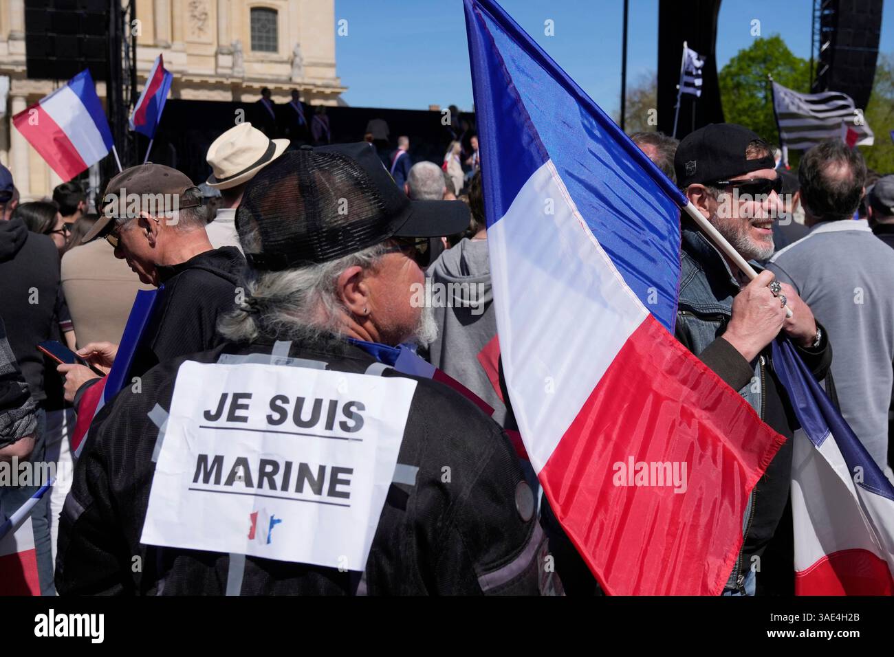 People attend at the French far-right party national rally near the ...