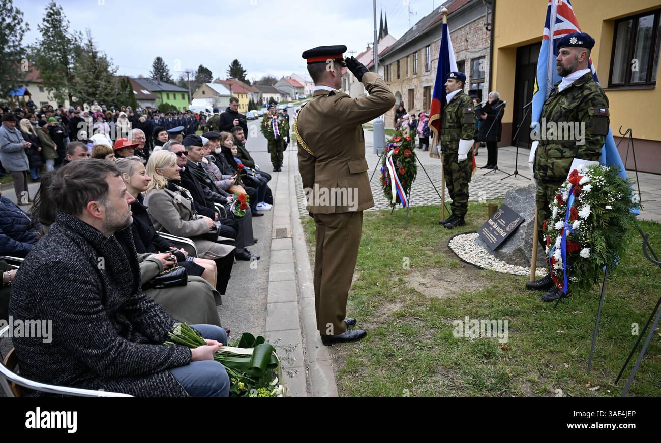 Rataje, Czech Republic. 06th Apr, 2025. Unveiling of plaque ...