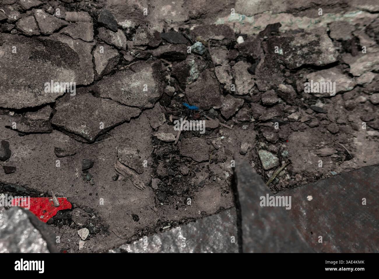 Damaged broken surface, destroyed concrete floor Stock Photo - Alamy