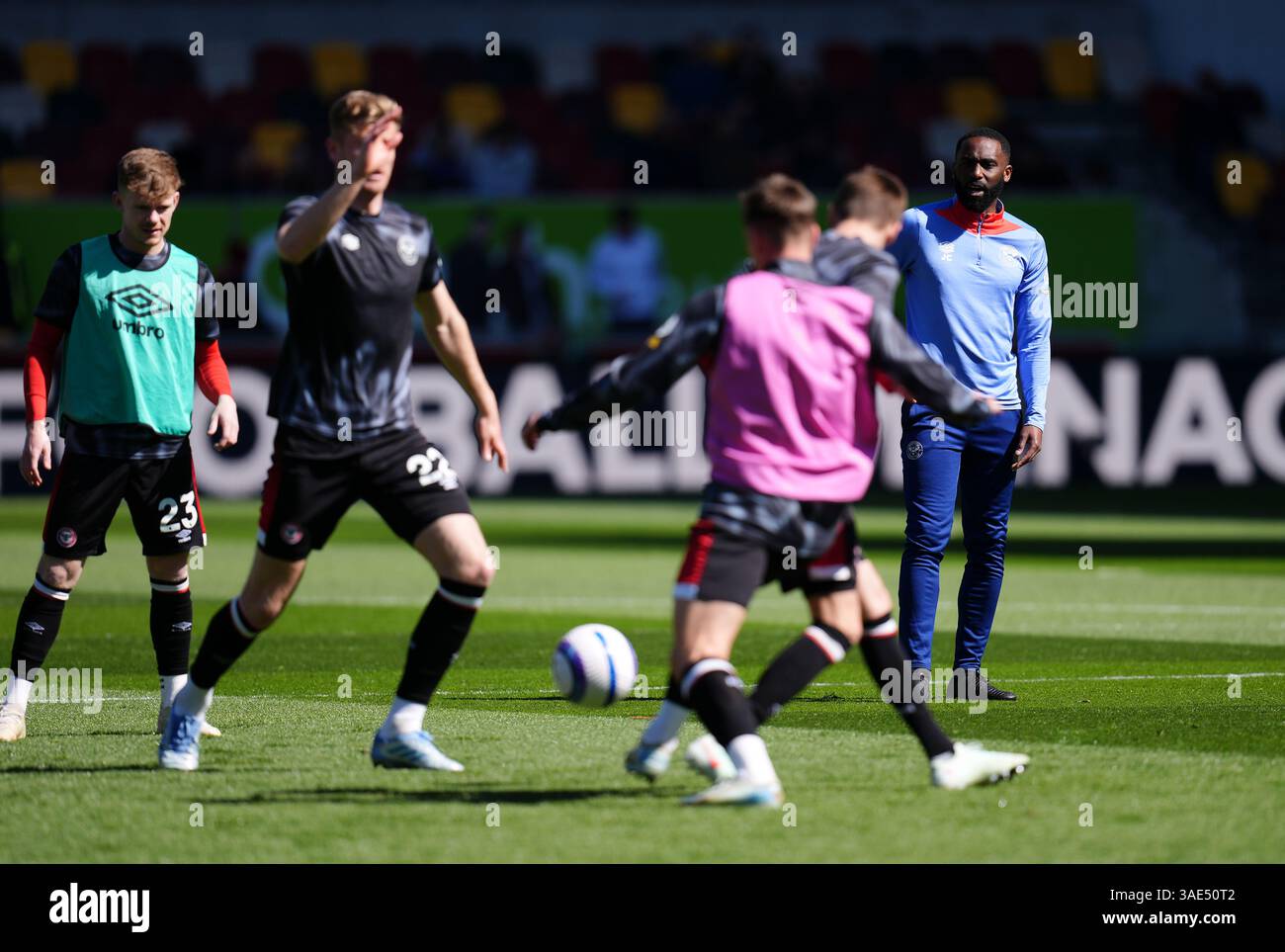 Brentford first-team coach Justin Cochrane during the Premier League ...