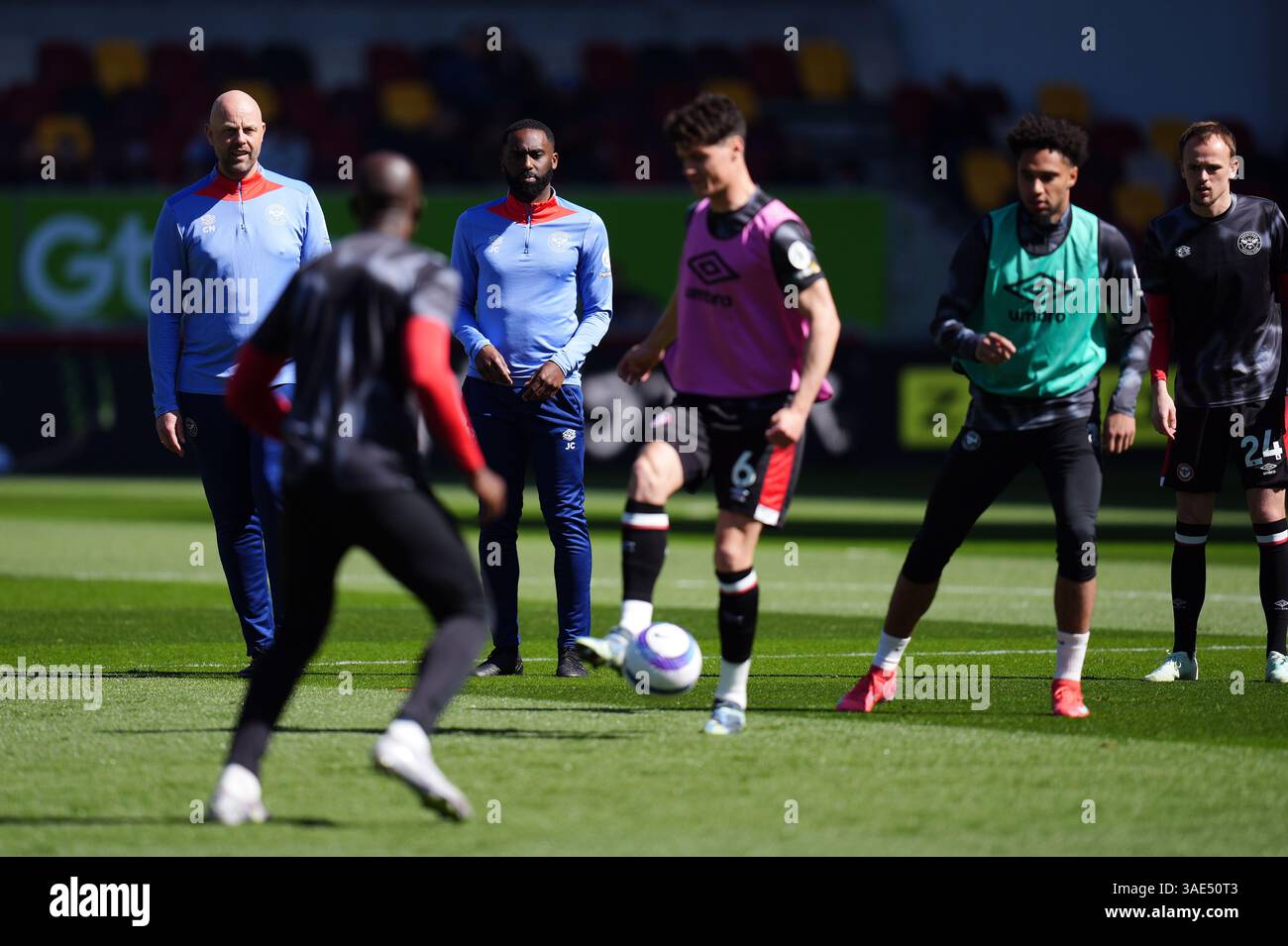 Brentford first-team coach Justin Cochrane during the Premier League ...