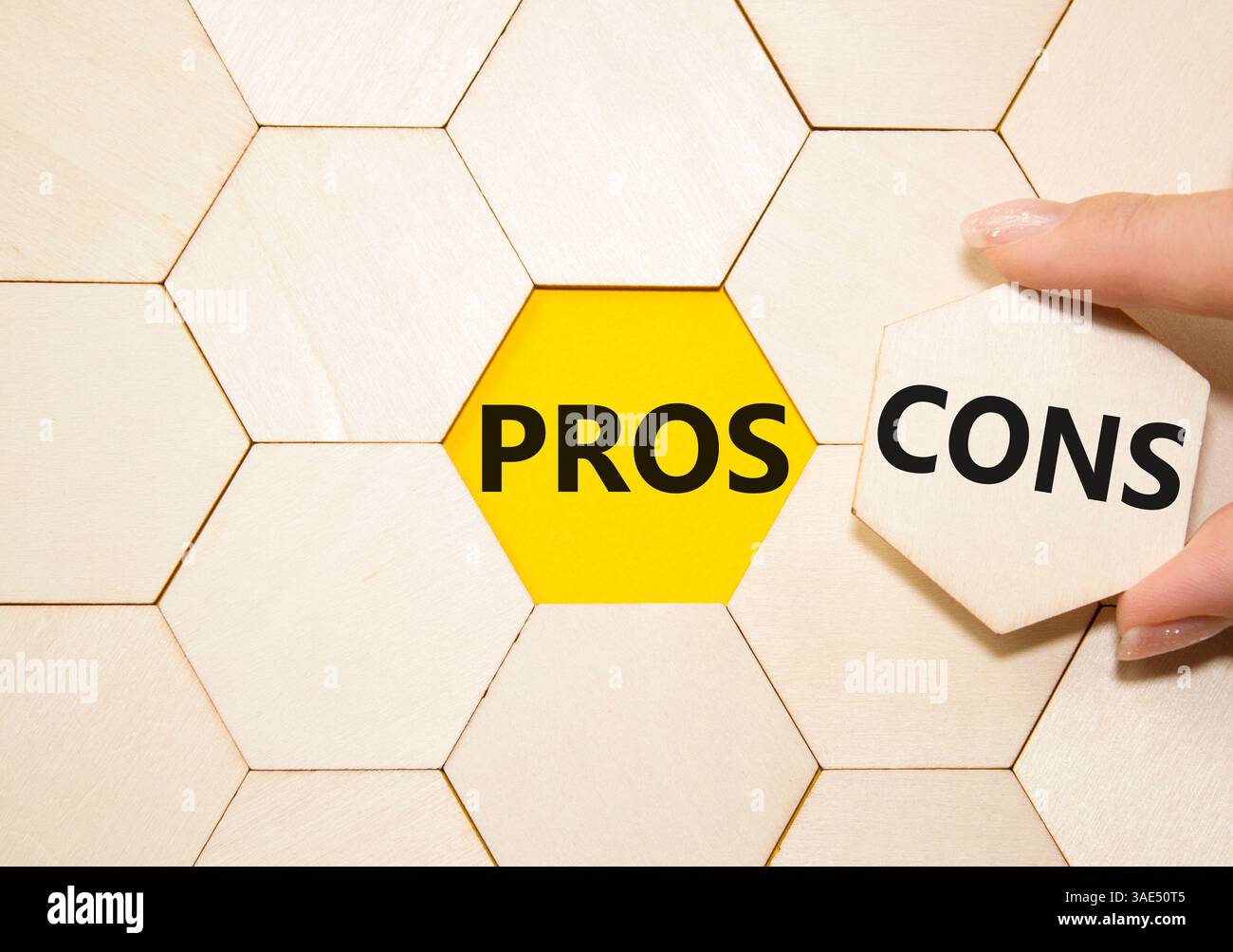 Pros vs Cons symbol. Concept word Pros vs Cons on wooden puzzle ...