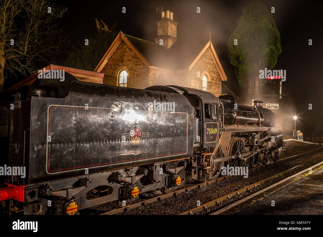 BR '4MT' 4-6-0 No. 75069, Hampton Loade station, Severn Valley Railway ...