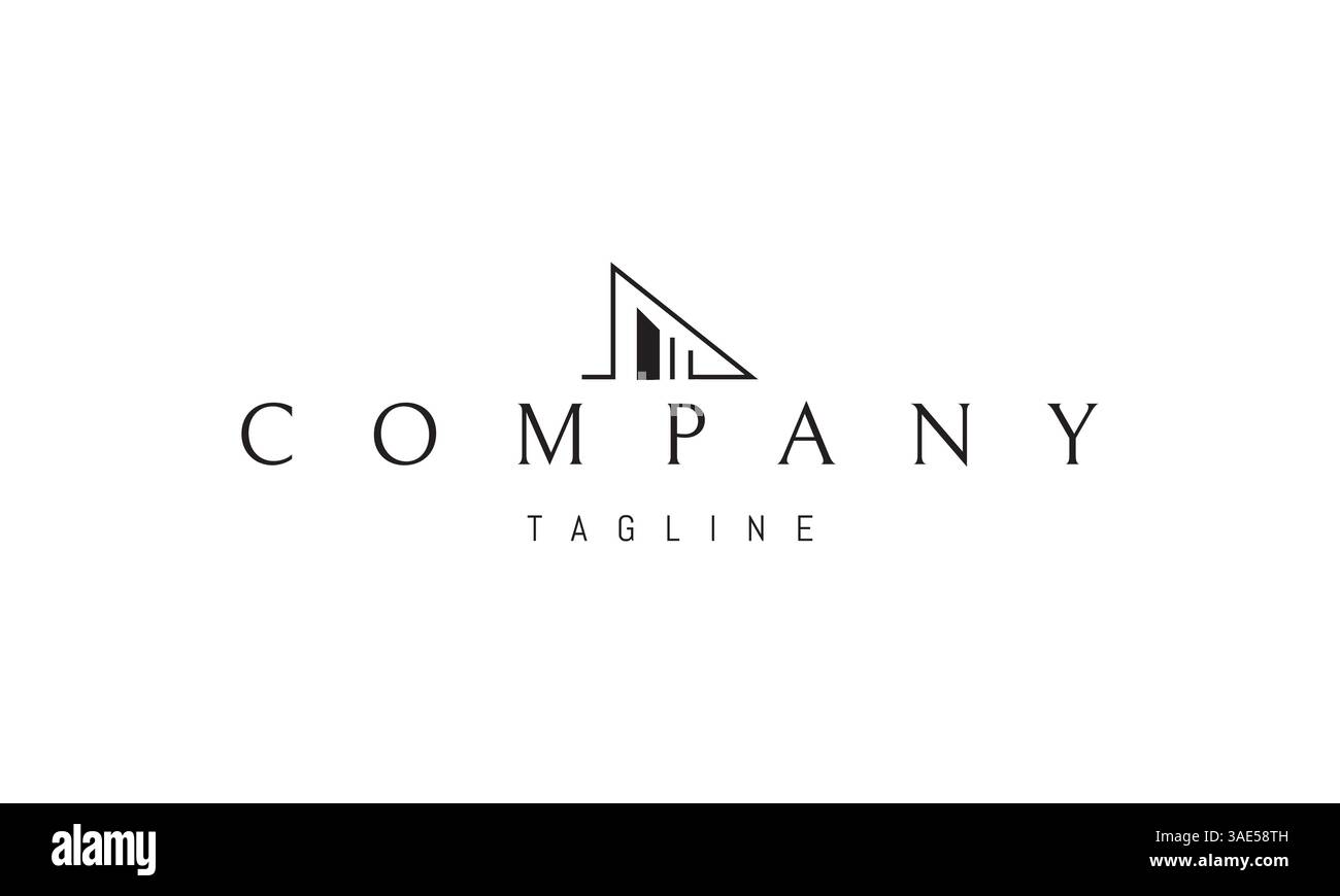 Vector logo featuring an abstract image of a modern house with a ...