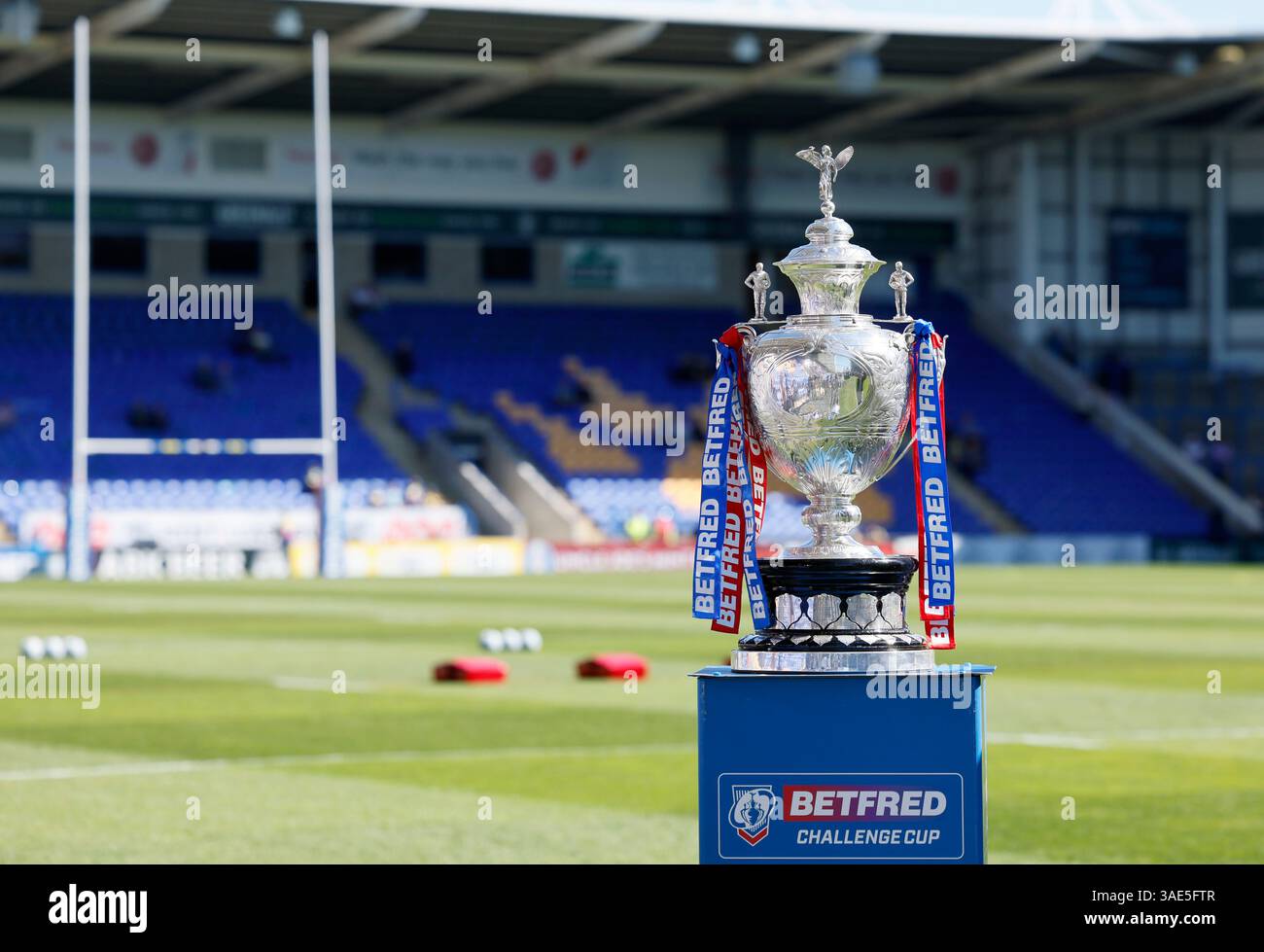 The Betfred Challenge Cup trophy pitch side before the Betfred ...
