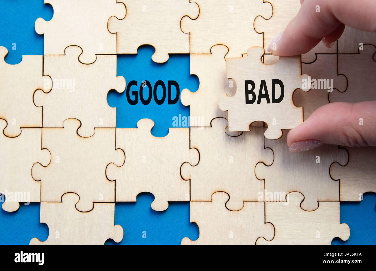 Good or Bad symbol. Concept word Good or Bad on wooden puzzle ...