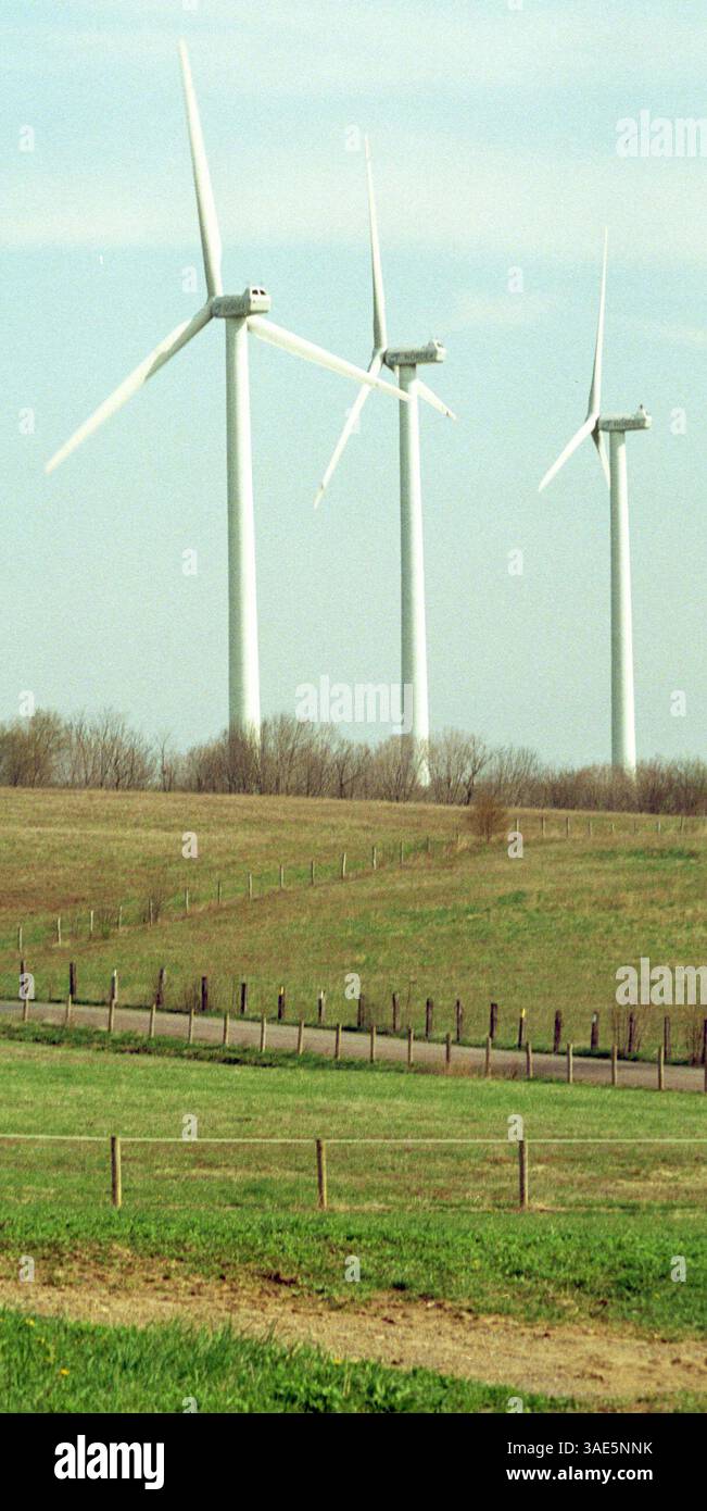 Apr 18, 2002; Garrett, PA, USA; The Green Mountain windfarm built to ...