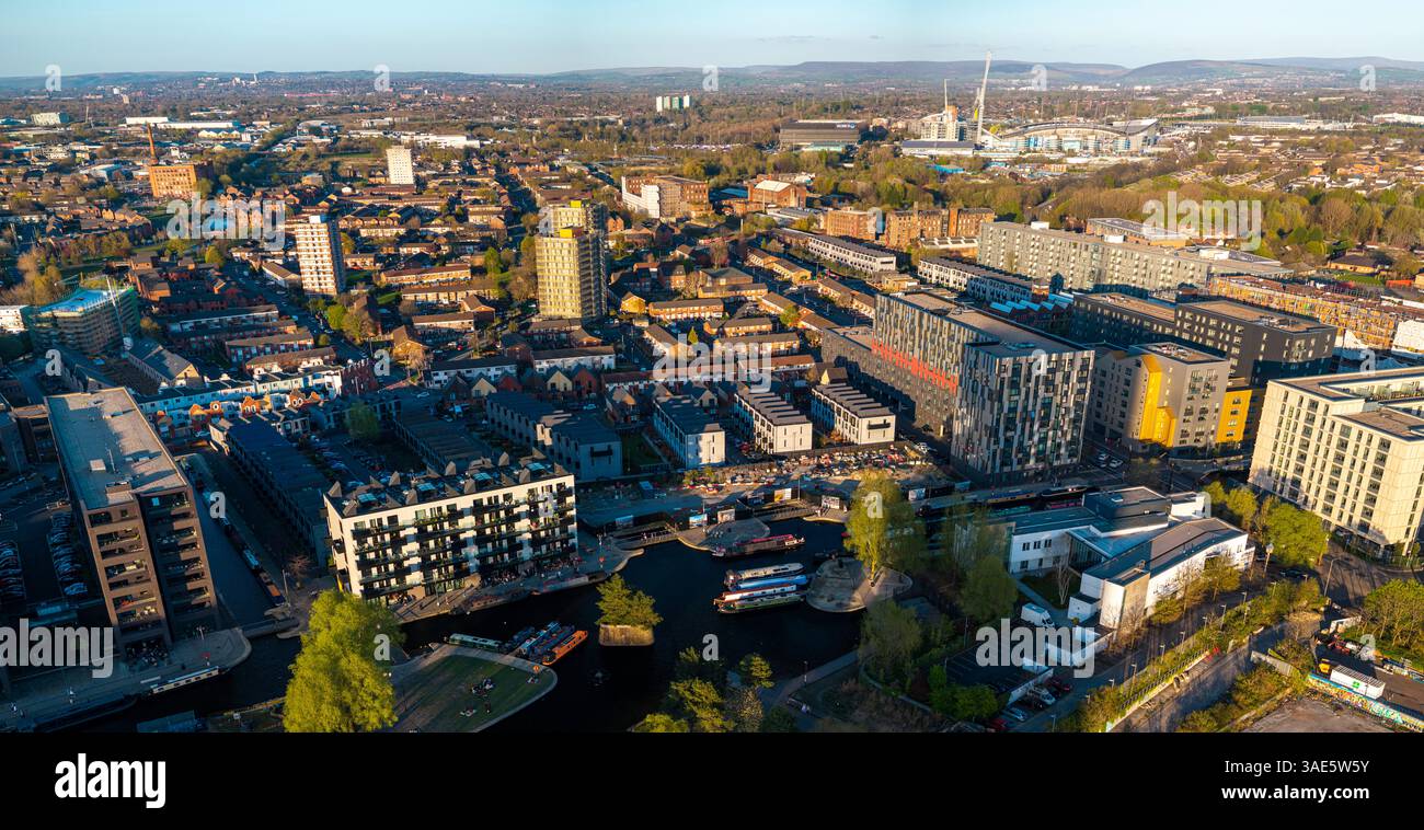 Aerial Panorama of New Islington Marine in Manchester UK Stock Photo ...