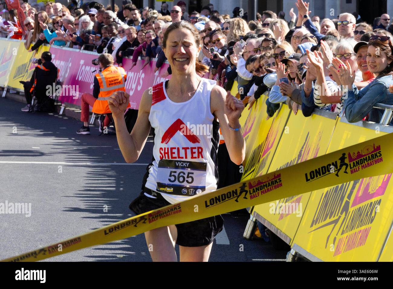 EDITORIAL USE ONLY Vicky Knight first female to cross the finish line ...