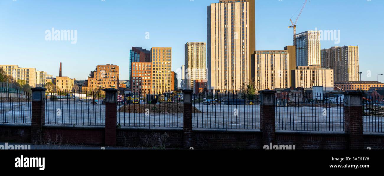 Panoramic image of New Islington buildings in Manchester with ...