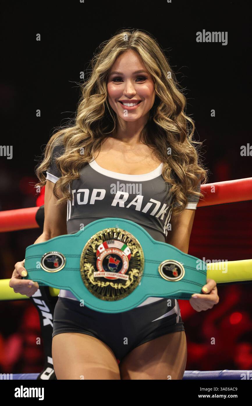 Las Vegas, NV, USA. 5th Apr, 2025. A Top Rank Knockout holds the ...