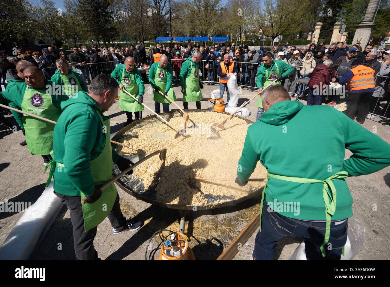 Zagreb, Croatia. 06th Apr, 2025. Preparation of the largest scrambled ...