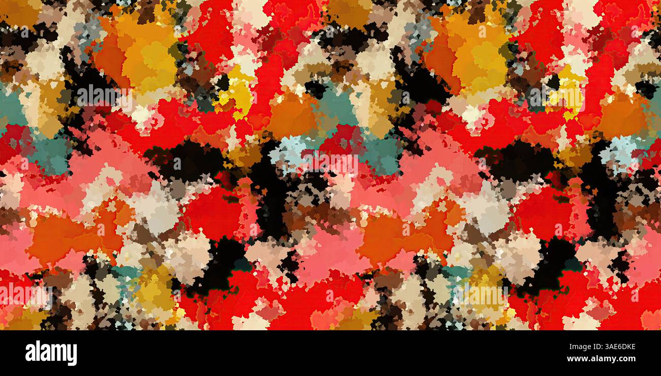 Abstract blotched random paint splatter seamless border pattern. Dense ...