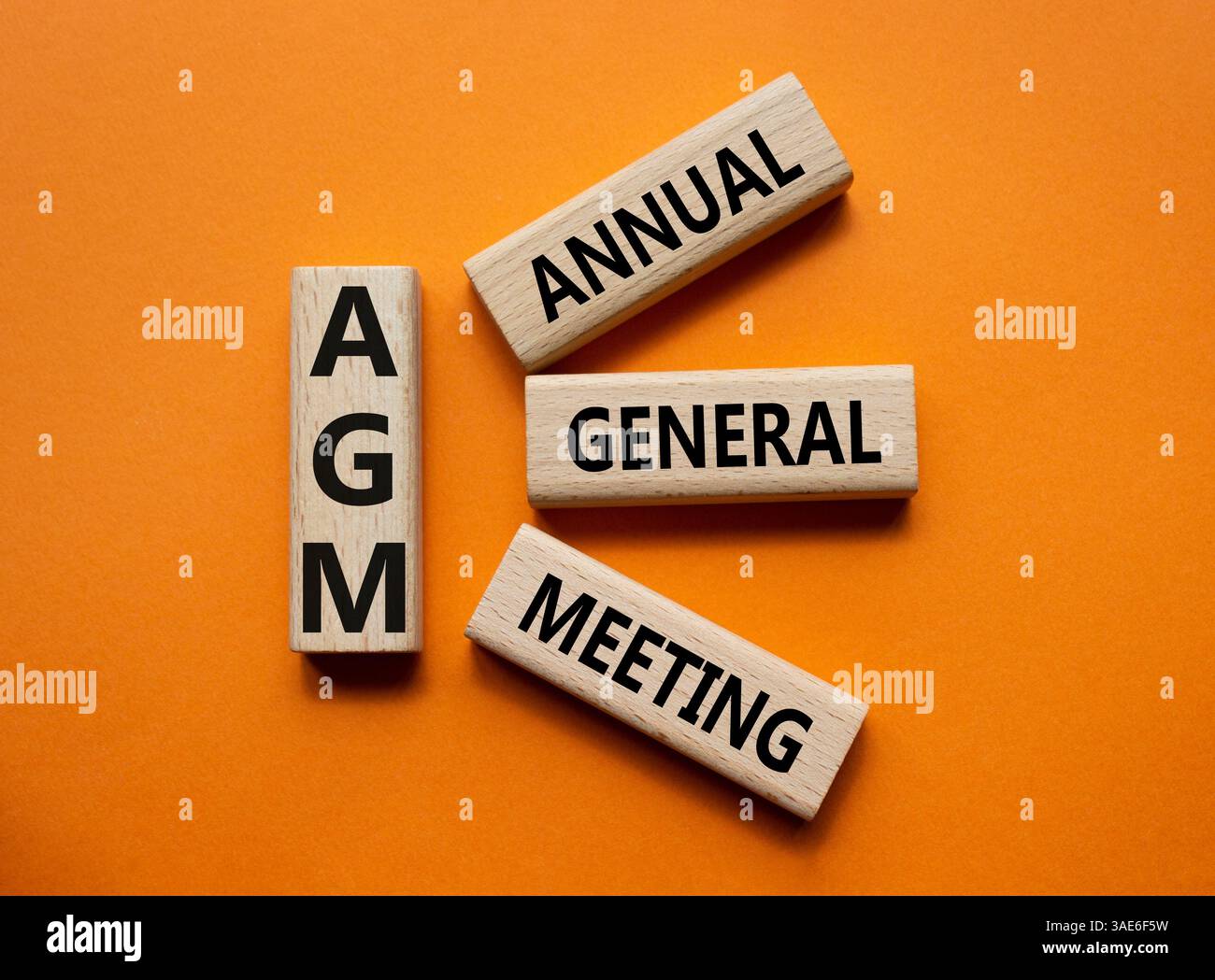 AGM - Annual general meeting symbol. Concept word AGM on wooden cubes ...