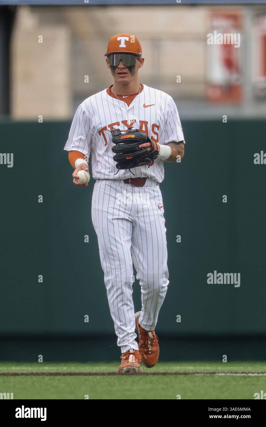 AUSTIN, TX - APRIL 05: Texas infielder Ethan Mendoza (5) on the field ...