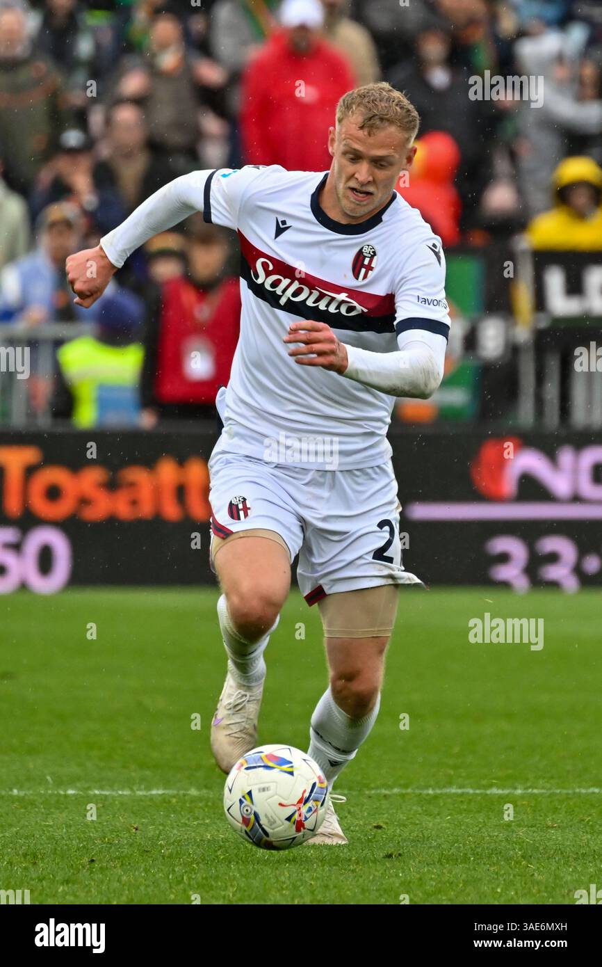 Venice, Italy. 06th Apr, 2025. Bologna's Jens Odgaard portrait in ...