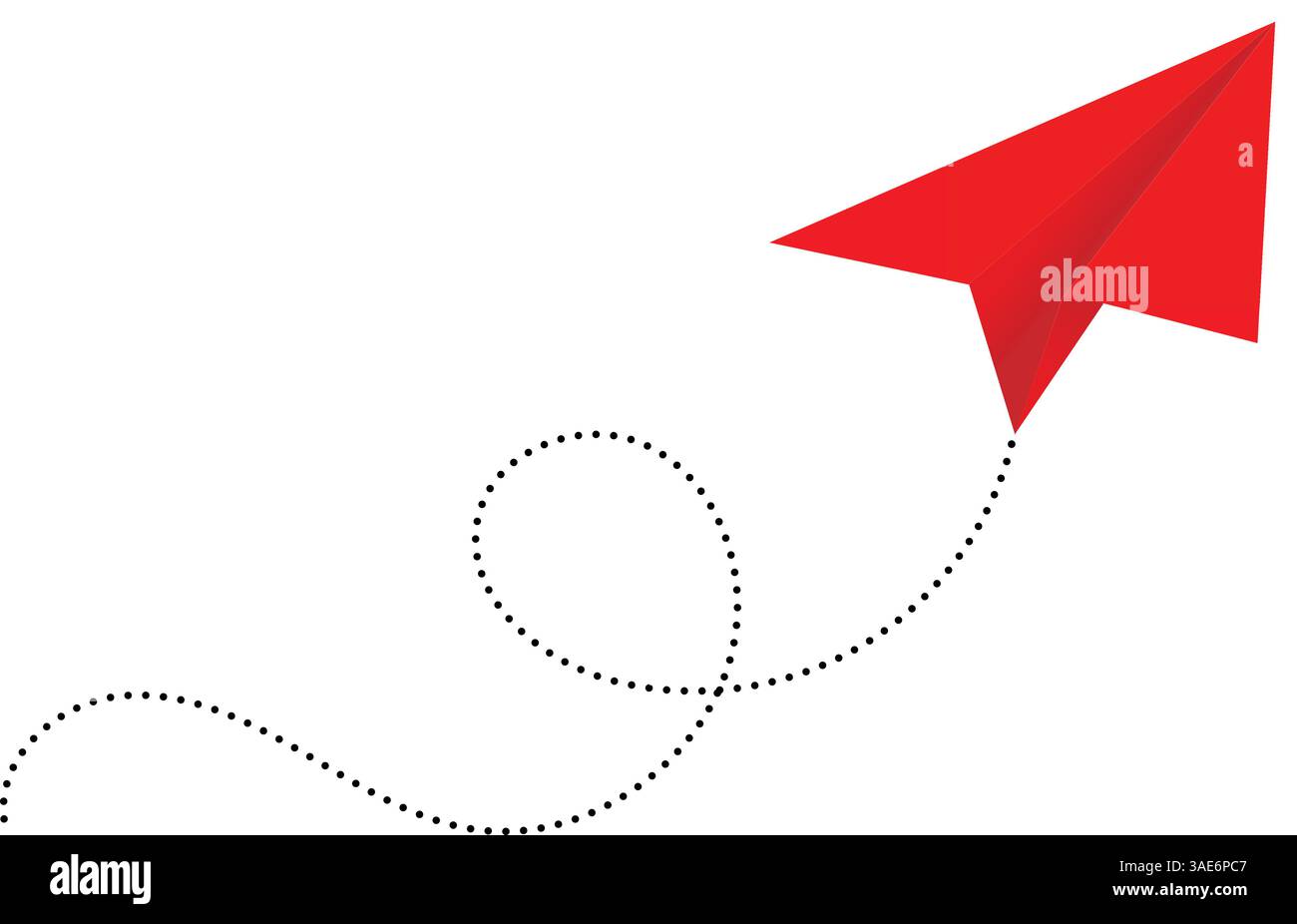 Minimalist Red Paper Airplane with Dotted Flight Path on White ...