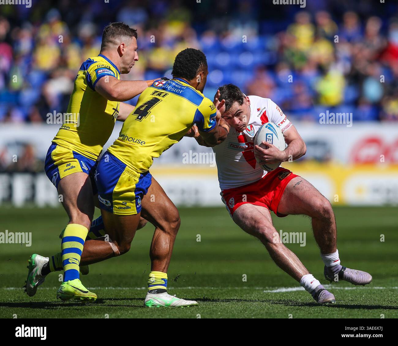 Warrington, UK. 06th Apr, 2025. George Williams of Warrington Wolves ...