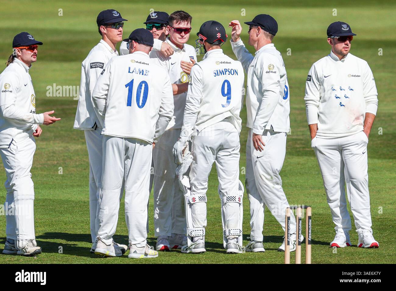 Birmingham, UK. 06th Apr, 2025. #16, Jack Carson of Sussex (no cap) is ...