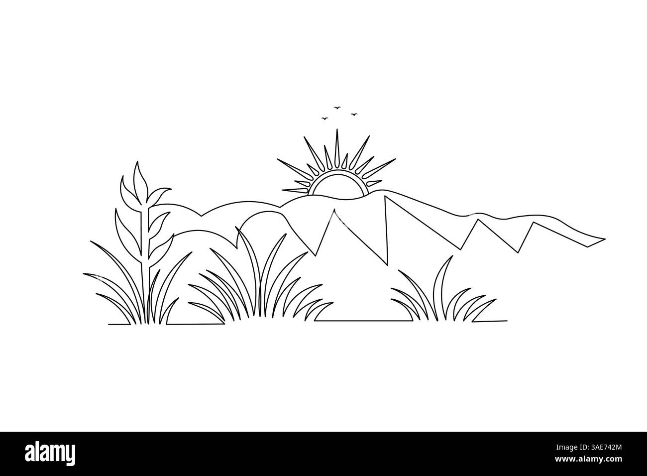 sunset Continuous one line art drawing of scissors vector illustration ...