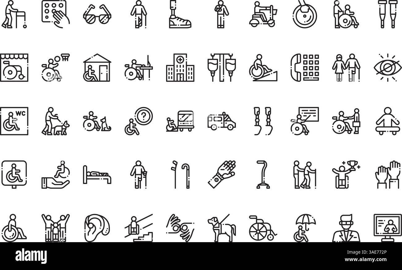 Disabled people icons High-Quality Vector Icons Collection with ...