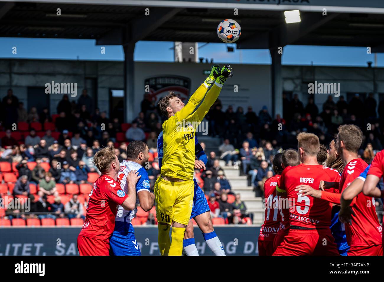 Fredericia, Denmark. 05th Apr, 2025. Goalkeeper Valdemar Birkso (90) of ...