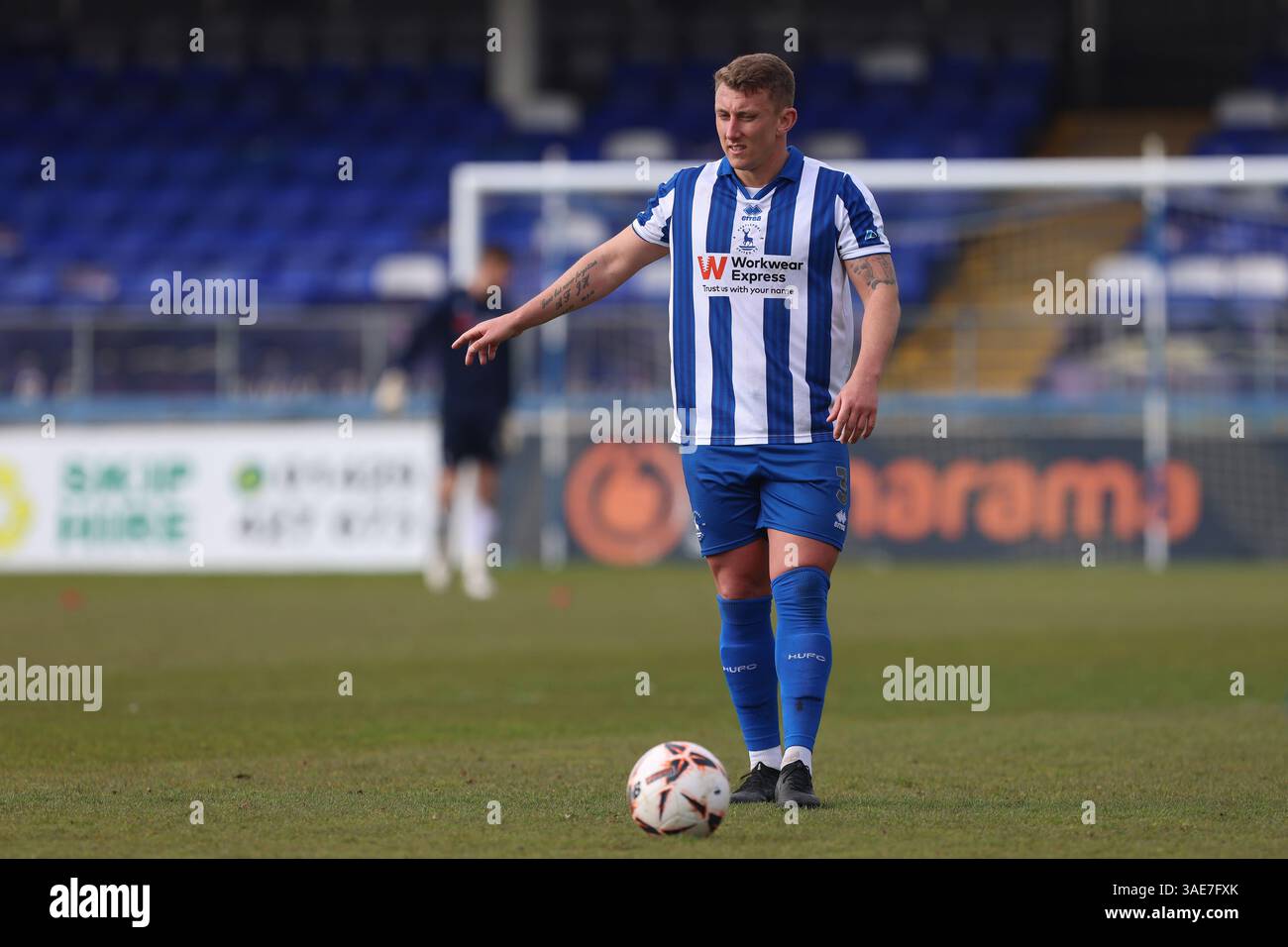 Hartlepool, UK. 5th Apr 2025. Hartlepool United's David Ferguson is ...