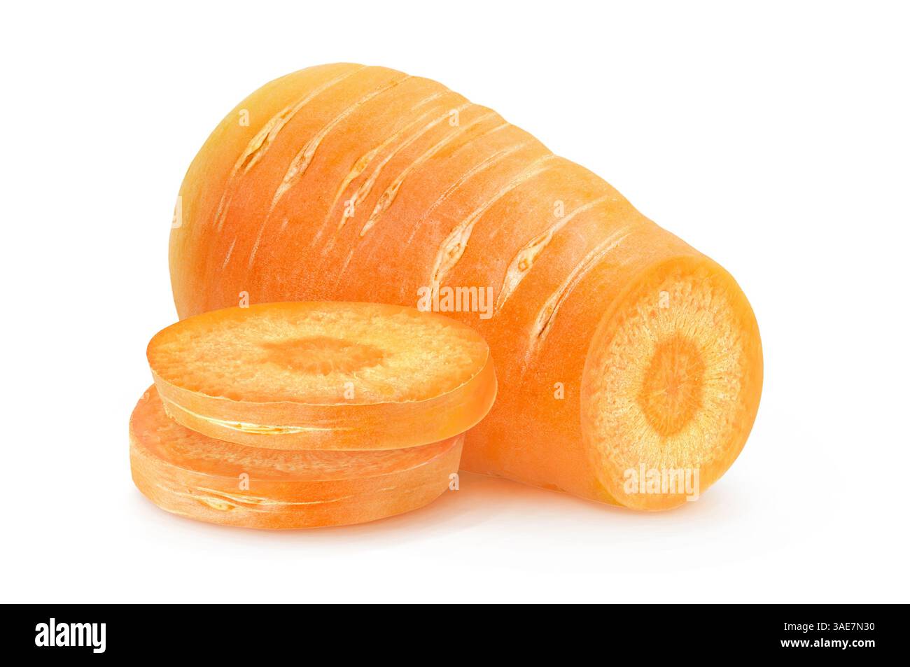 Cut raw carrot isolated on white background Stock Photo - Alamy