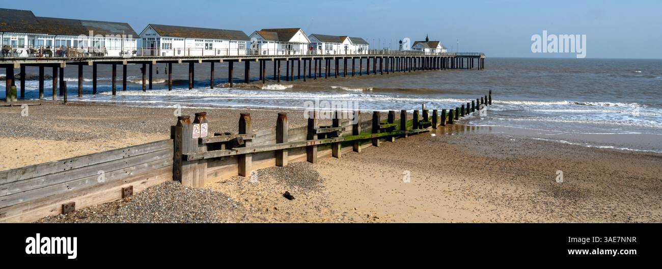 Southwold Pier and beach, Southwold, Suffolk, East Anglia, England, UK ...