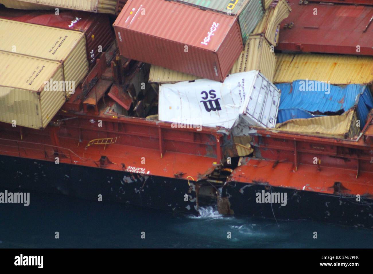 Oct. 17, 2011 - Tauranga, New Zealand - A large crack on the deck on ...