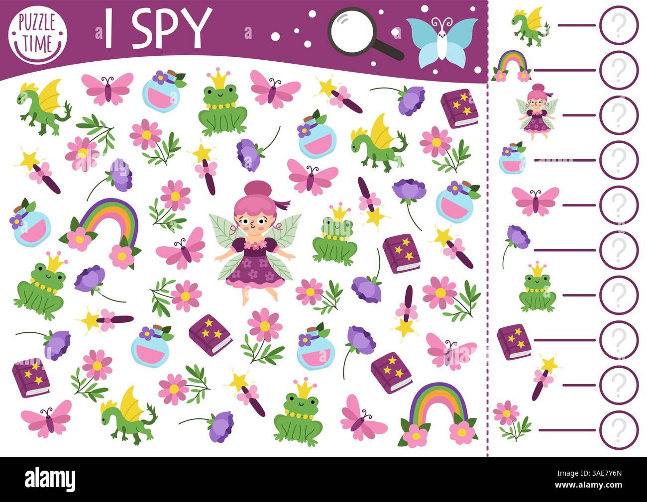 Fairyland I spy game for kids. Searching and counting activity with ...