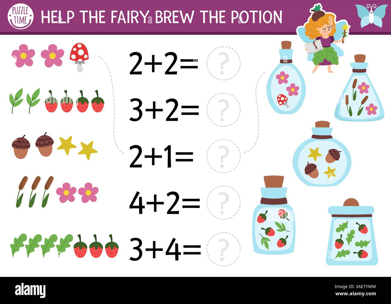 Match the numbers fairyland game with fairy brewing potion. Woodland ...