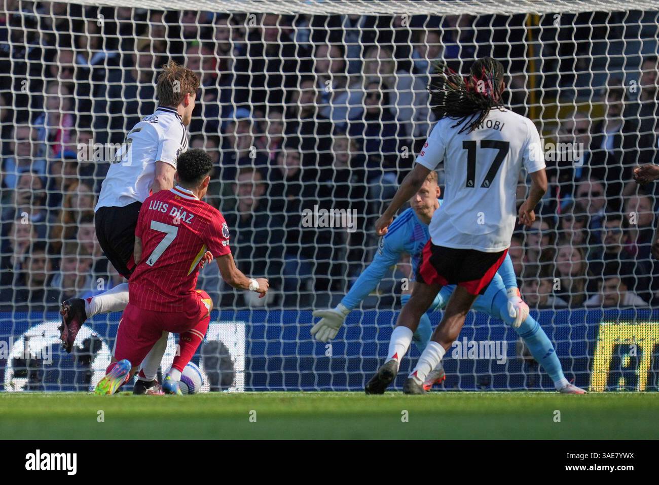 Liverpool's Luis Diaz scores his side's second goal during the English ...